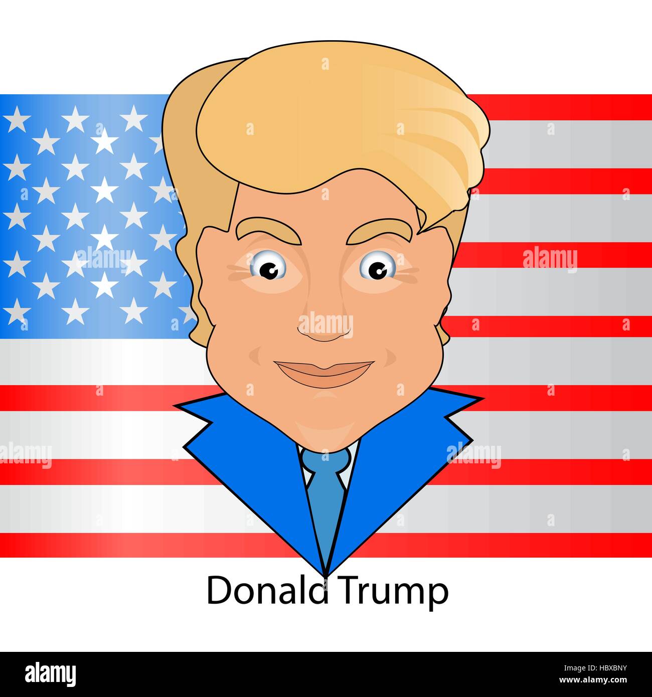 Donald Trump against the background of America a flag. vector ...