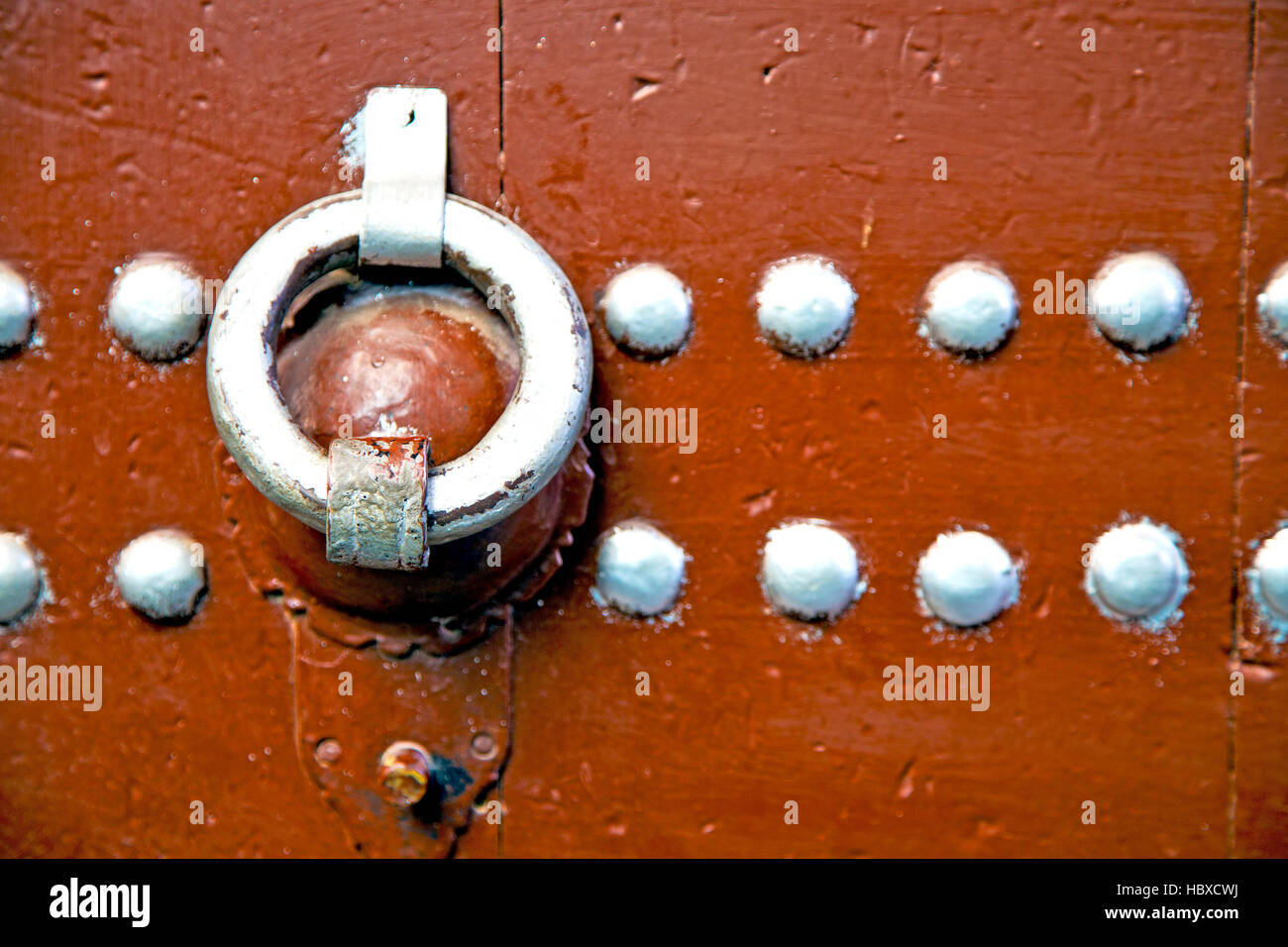 brown morocco in africa the old wood facade home and rusty safe padlock ...