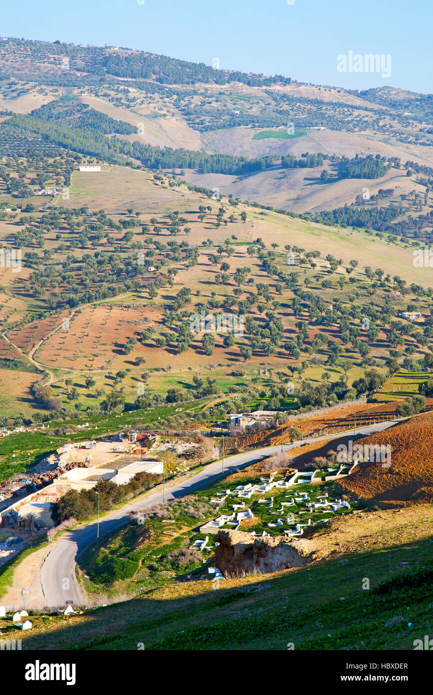 from high in the village morocco africa field and constructions Stock ...