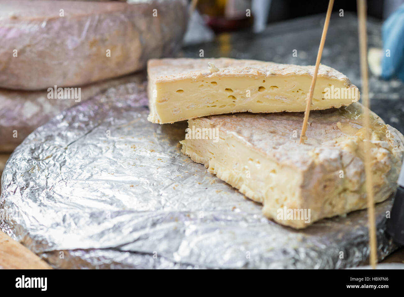 pieces of French cheese Stock Photo - Alamy