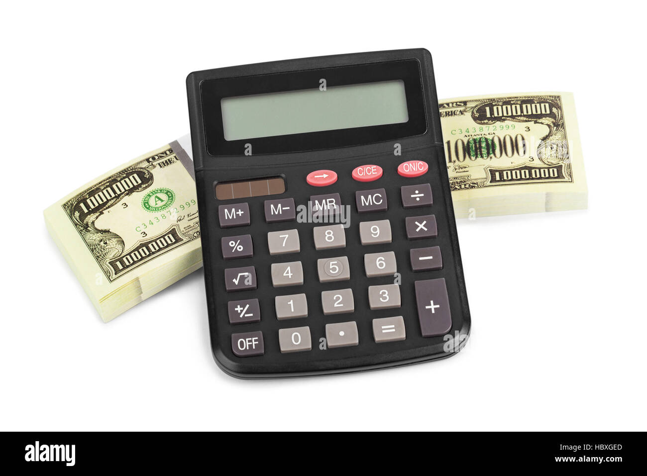 Calculator and money Stock Photo - Alamy