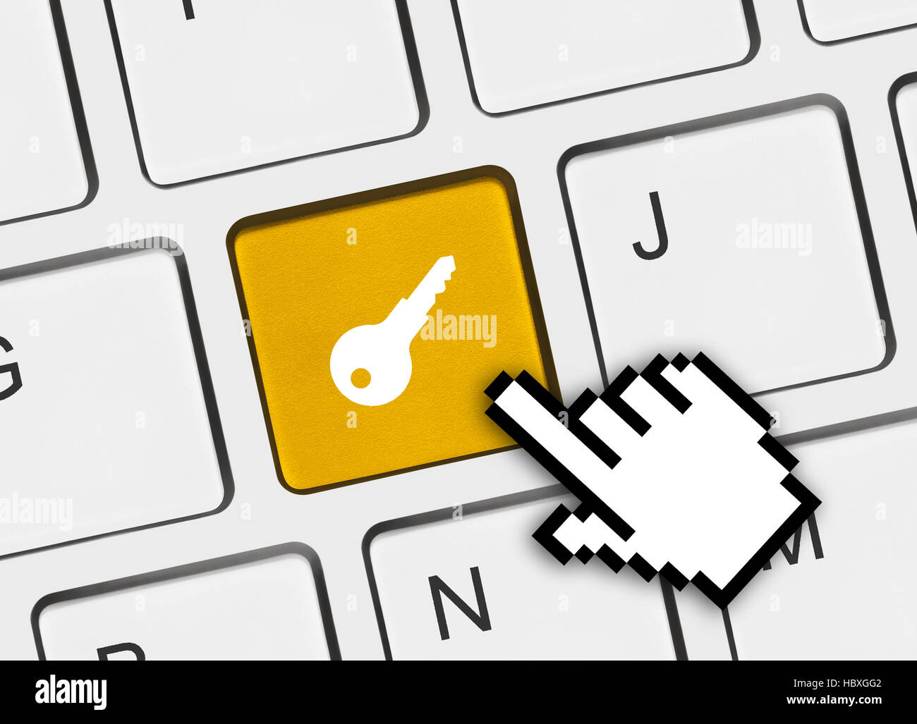 Computer keyboard with security key Stock Photo - Alamy