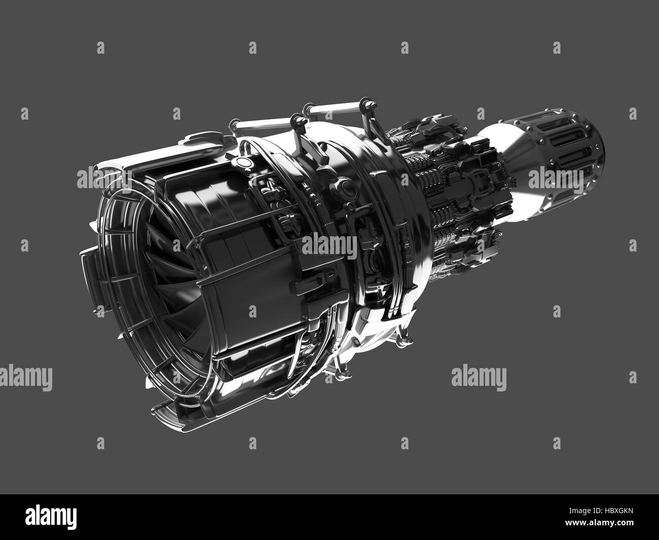 Jet engine turbine blades of plane, aircraft concept, aviation and ...