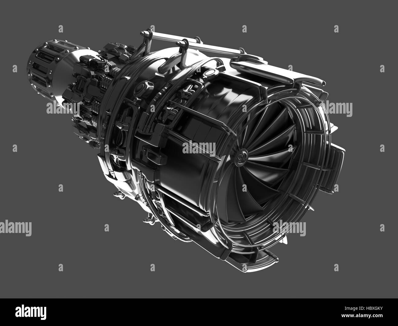 Jet engine turbine blades of plane, aircraft concept, aviation and ...