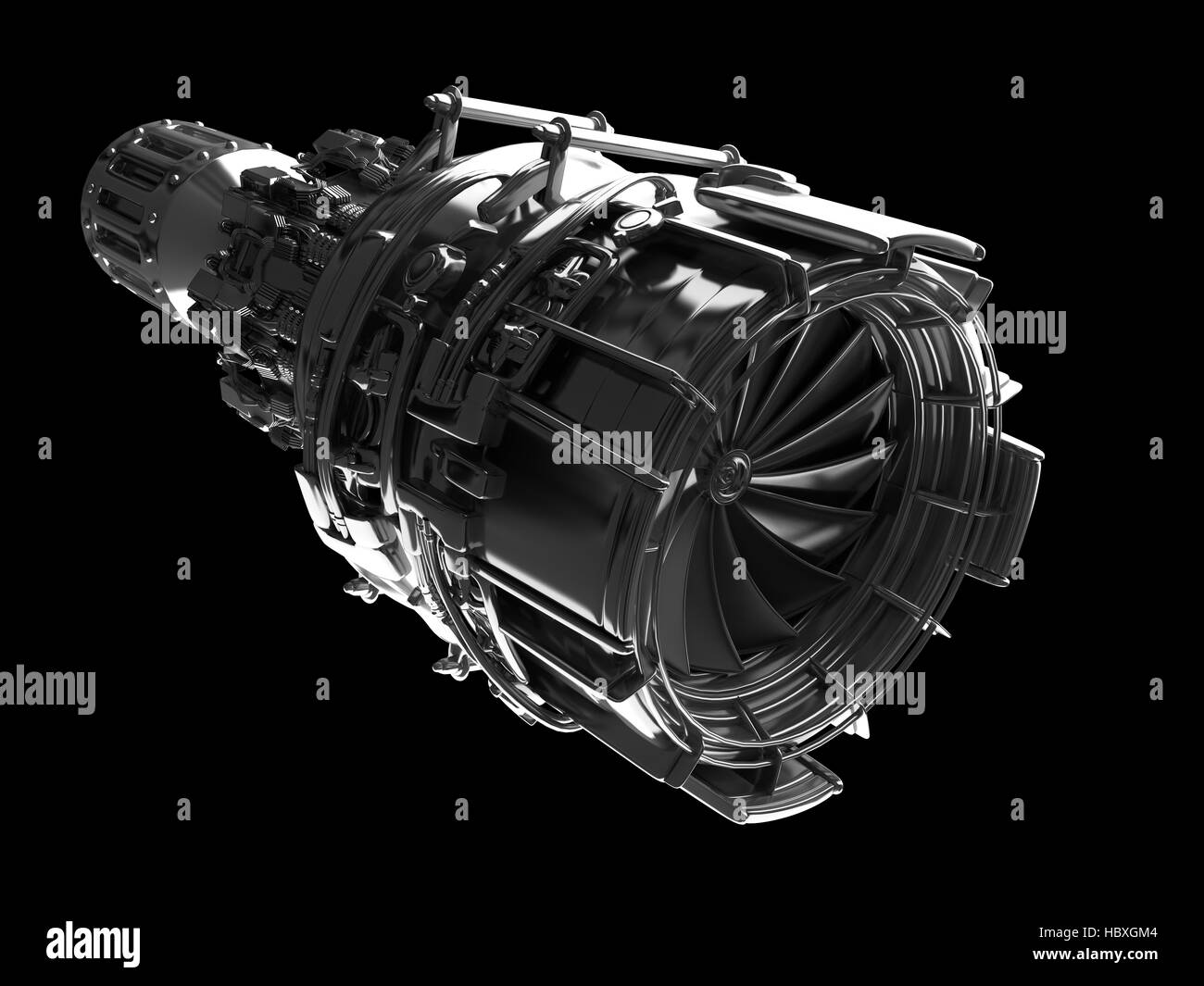 Jet engine turbine blades of plane, aircraft concept, aviation and ...