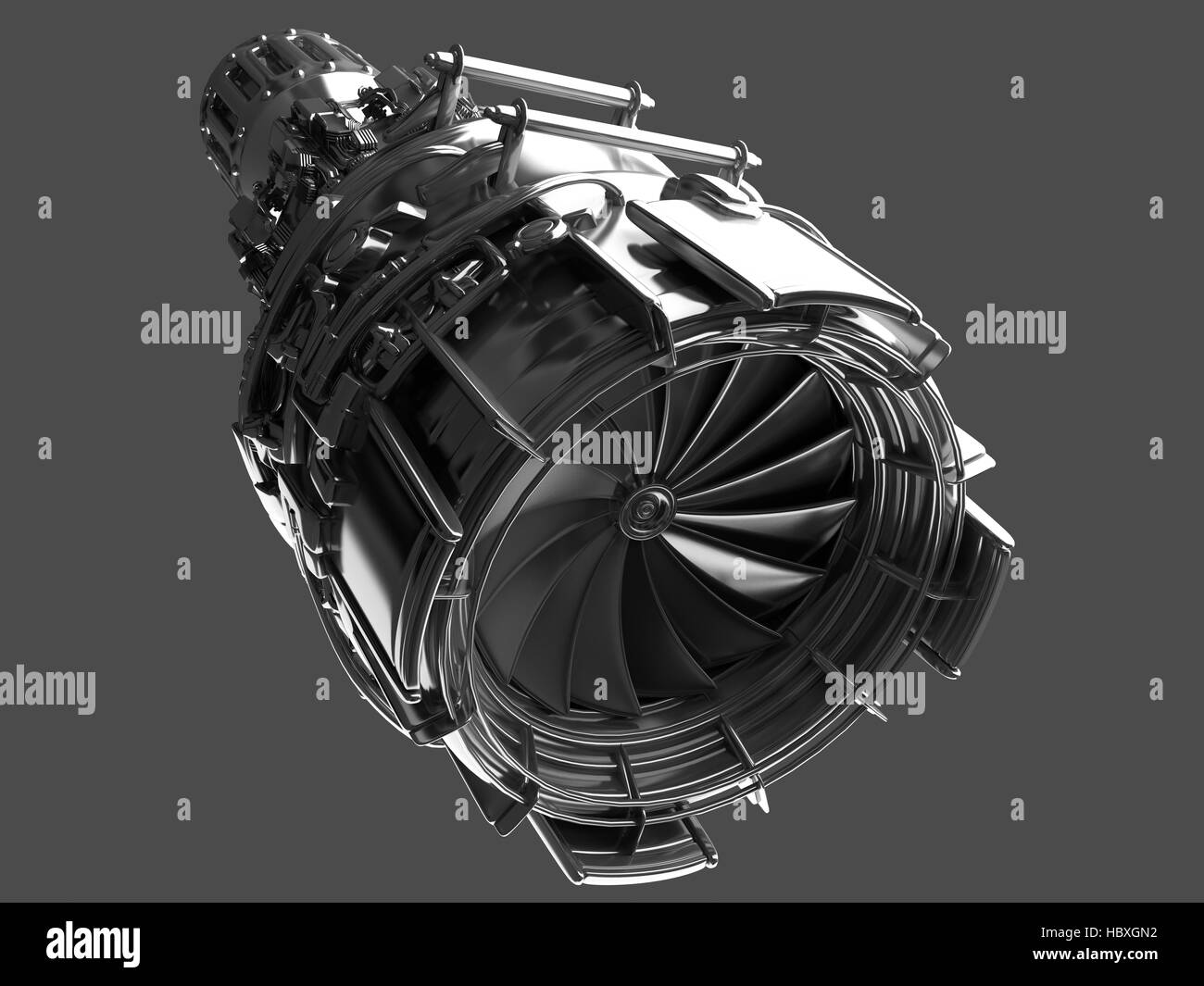 Jet engine turbine blades of plane, aircraft concept, aviation and ...