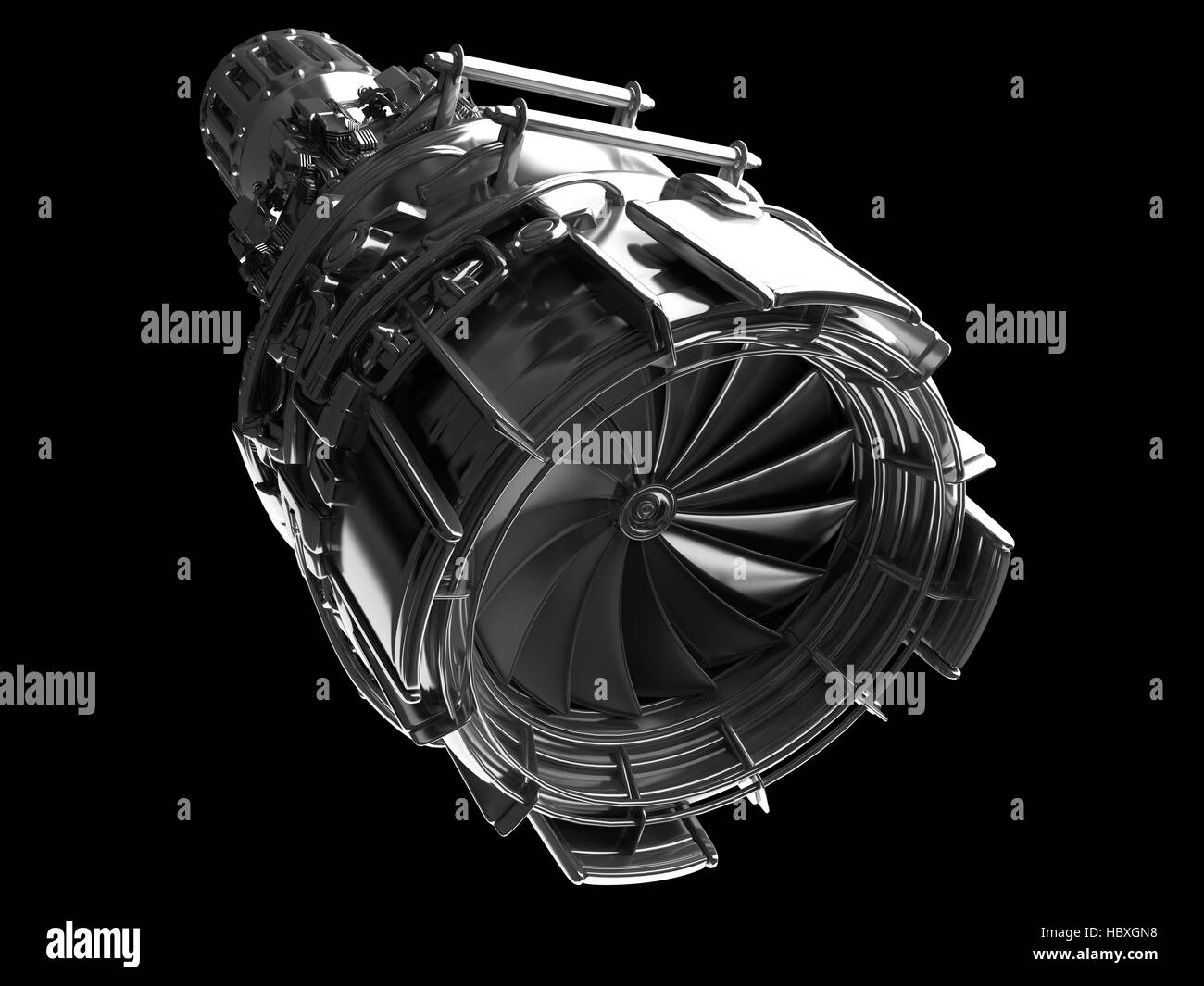 Jet engine turbine blades of plane, aircraft concept, aviation and ...