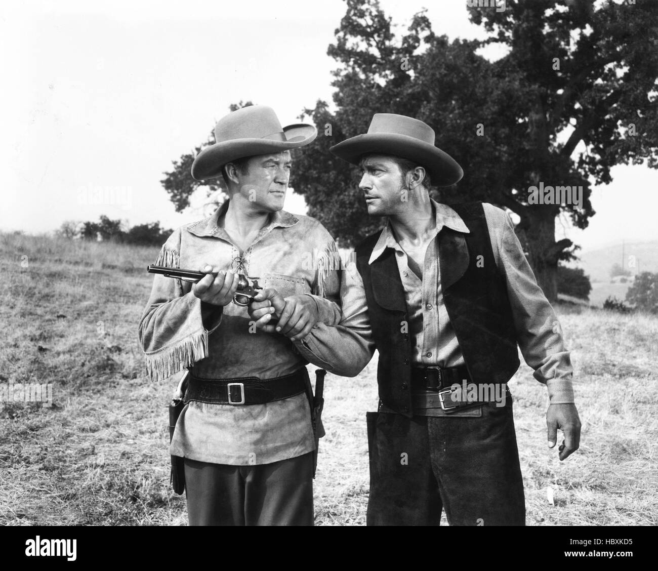 THE GUN THAT WON THE WEST, from left: Dennis Morgan, Richard Denning ...