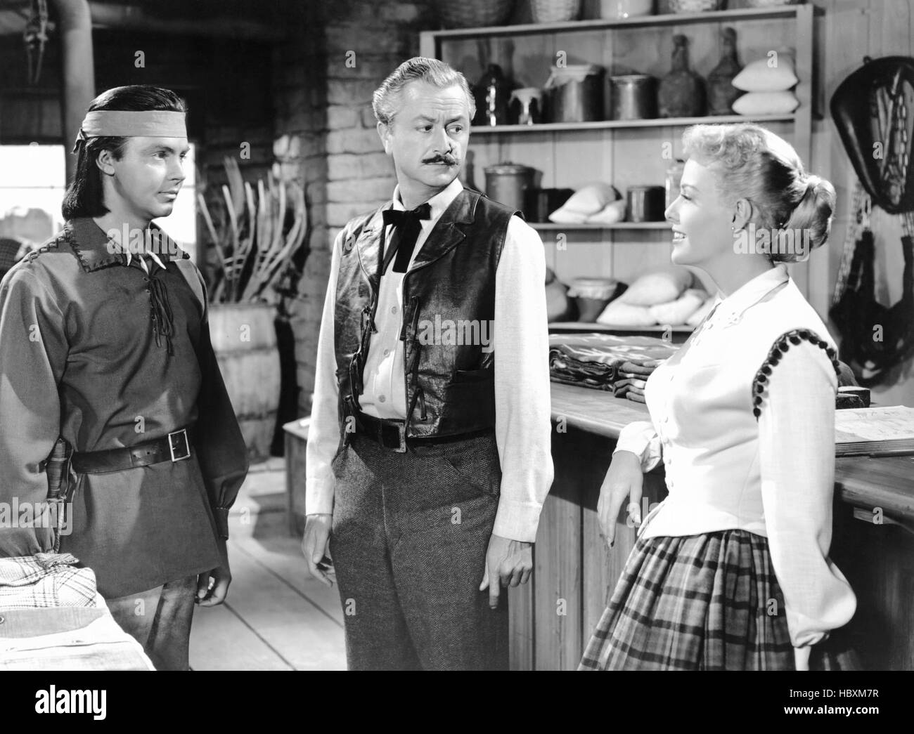 THE HALF-BREED, from left, Jack Buetel, Robert Young, Janis Carter ...