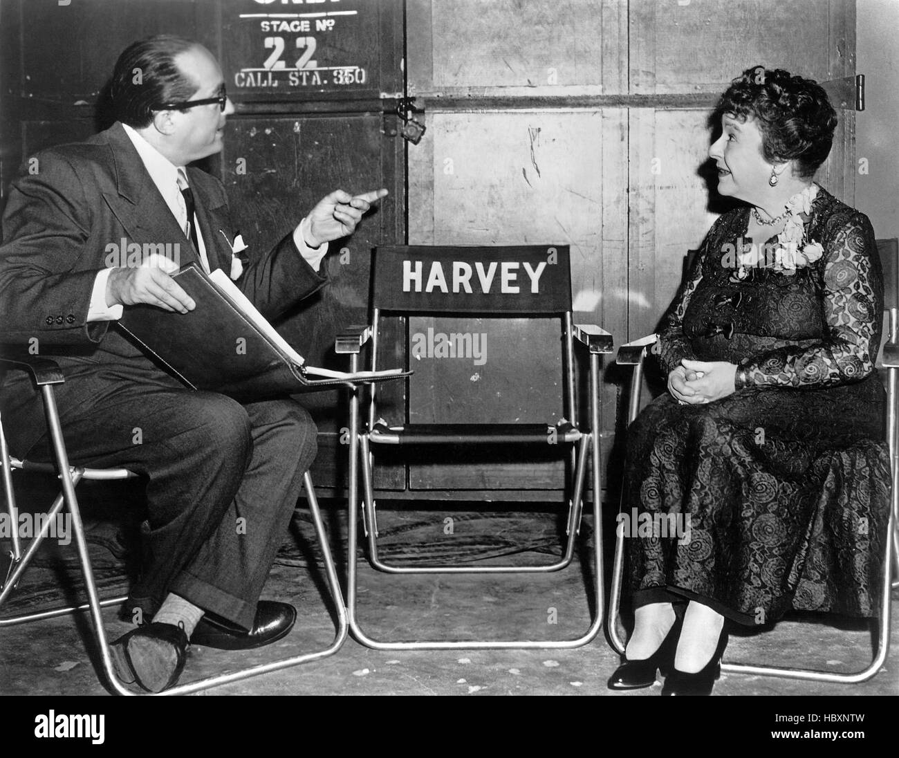 HARVEY, Director Henry Koster talks to 'Harvey' and Josephine Hull on ...