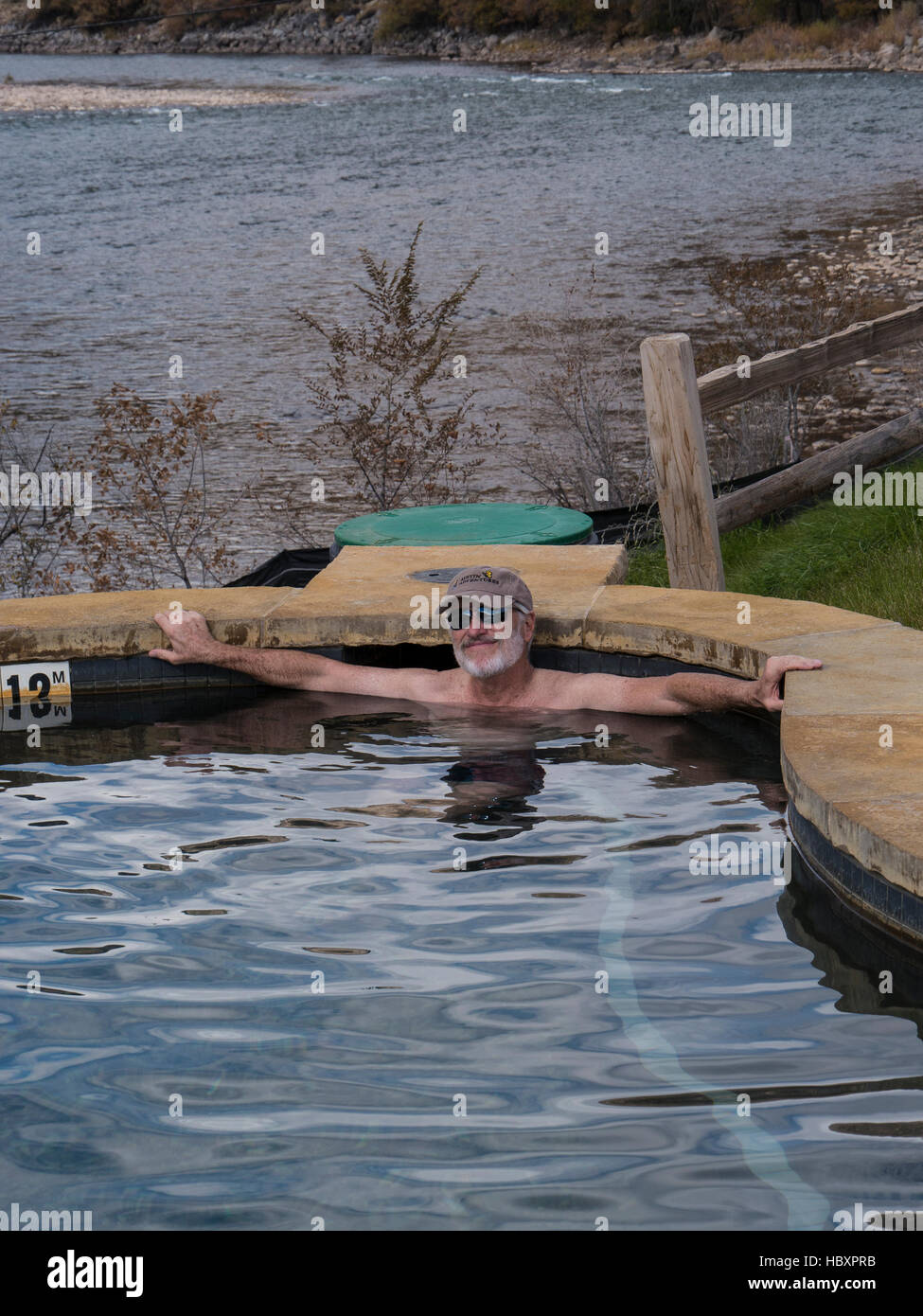Man soaks in Iron Mountain Hot Springs, Glenwood Springs, Colorado ...