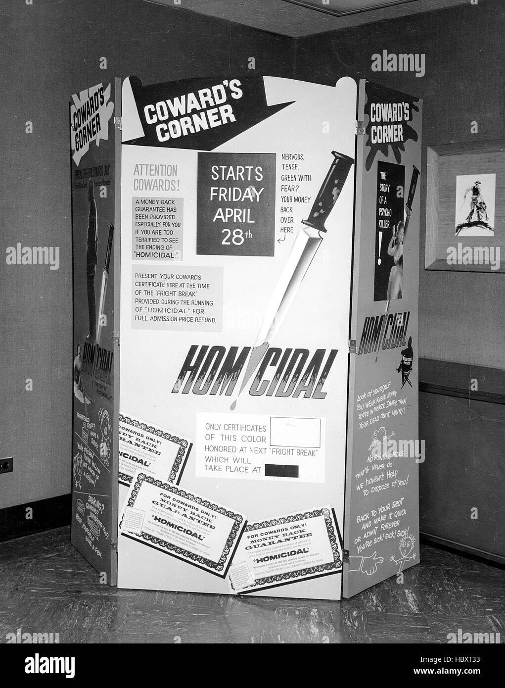 HOMICIDAL, William Castle coward booth exploitation gag promotion and ...