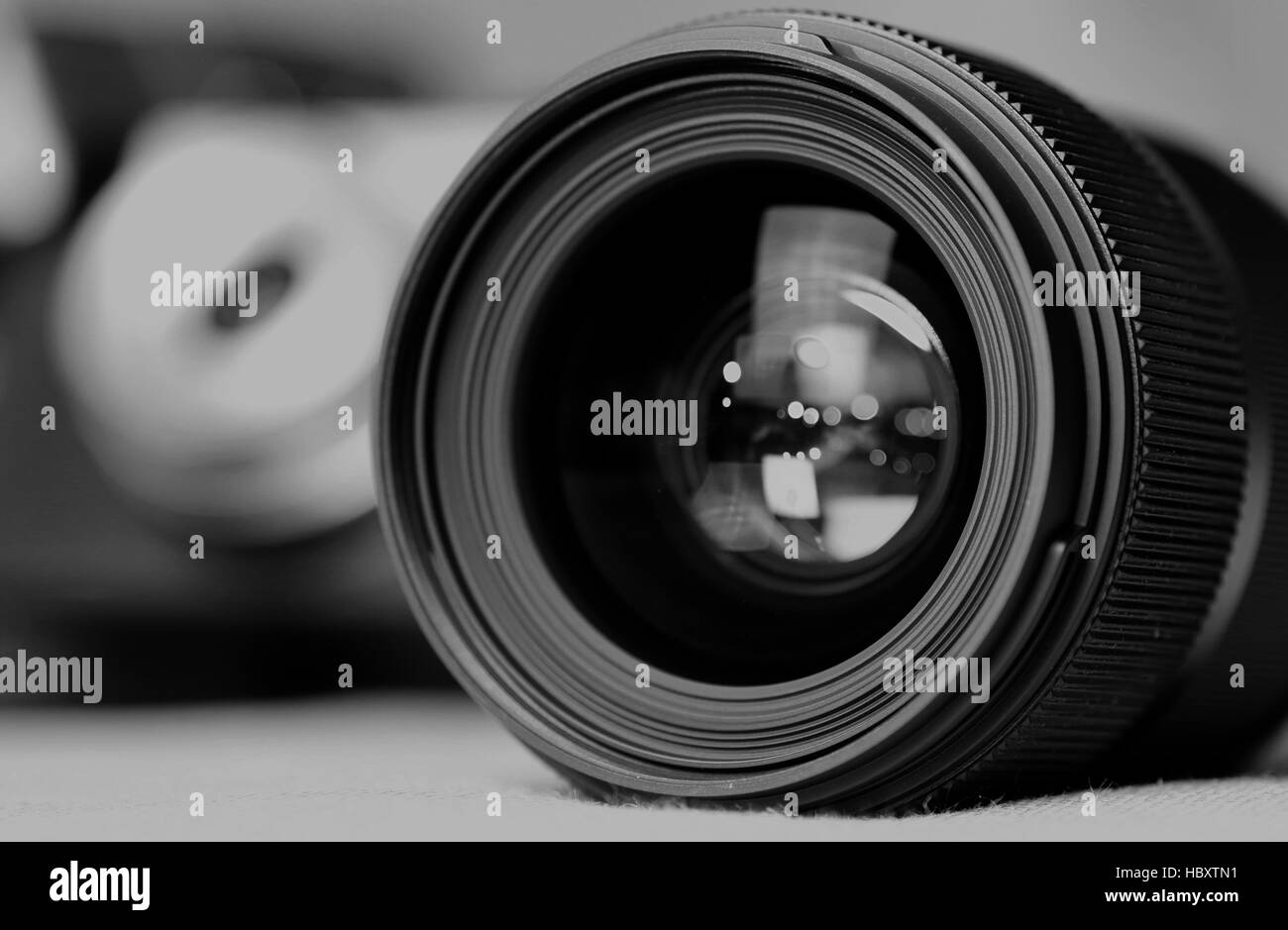 monochrome lens flare object Stock Photo - Alamy