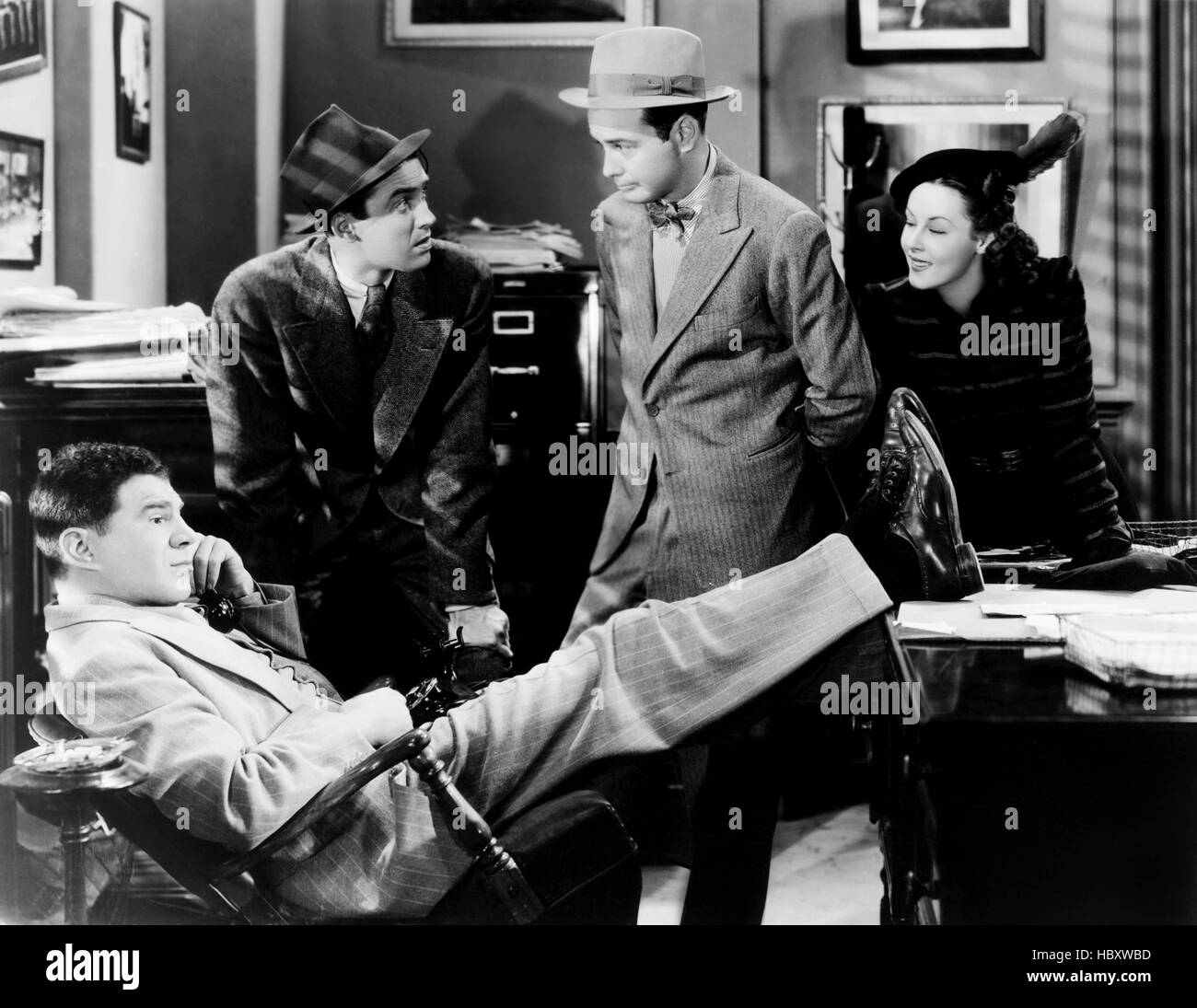 THE ICE FOLLIES OF 1939, from left, Lionel Stander, James Stewart, Lew Ayres, Bess Ehrhardt ...