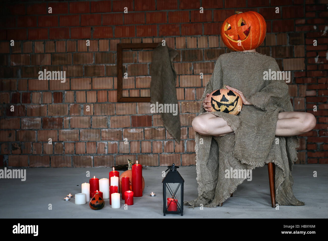 pumpkin head monster horror indoor Stock Photo - Alamy