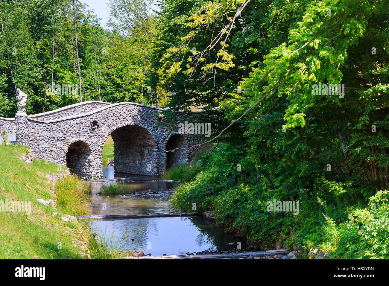 Bridge over a fast flowing river Stock Photo - Alamy