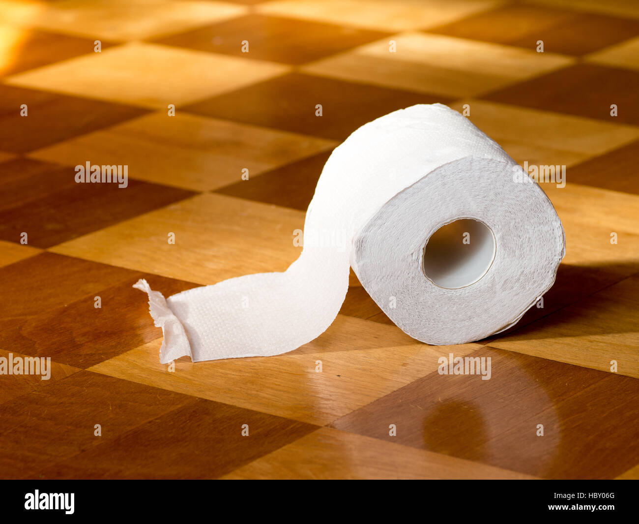 White clean toilet paper on the wooden floor Stock Photo - Alamy