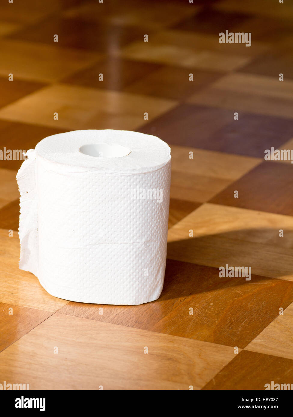 White clean toilet paper on the wooden floor Stock Photo - Alamy
