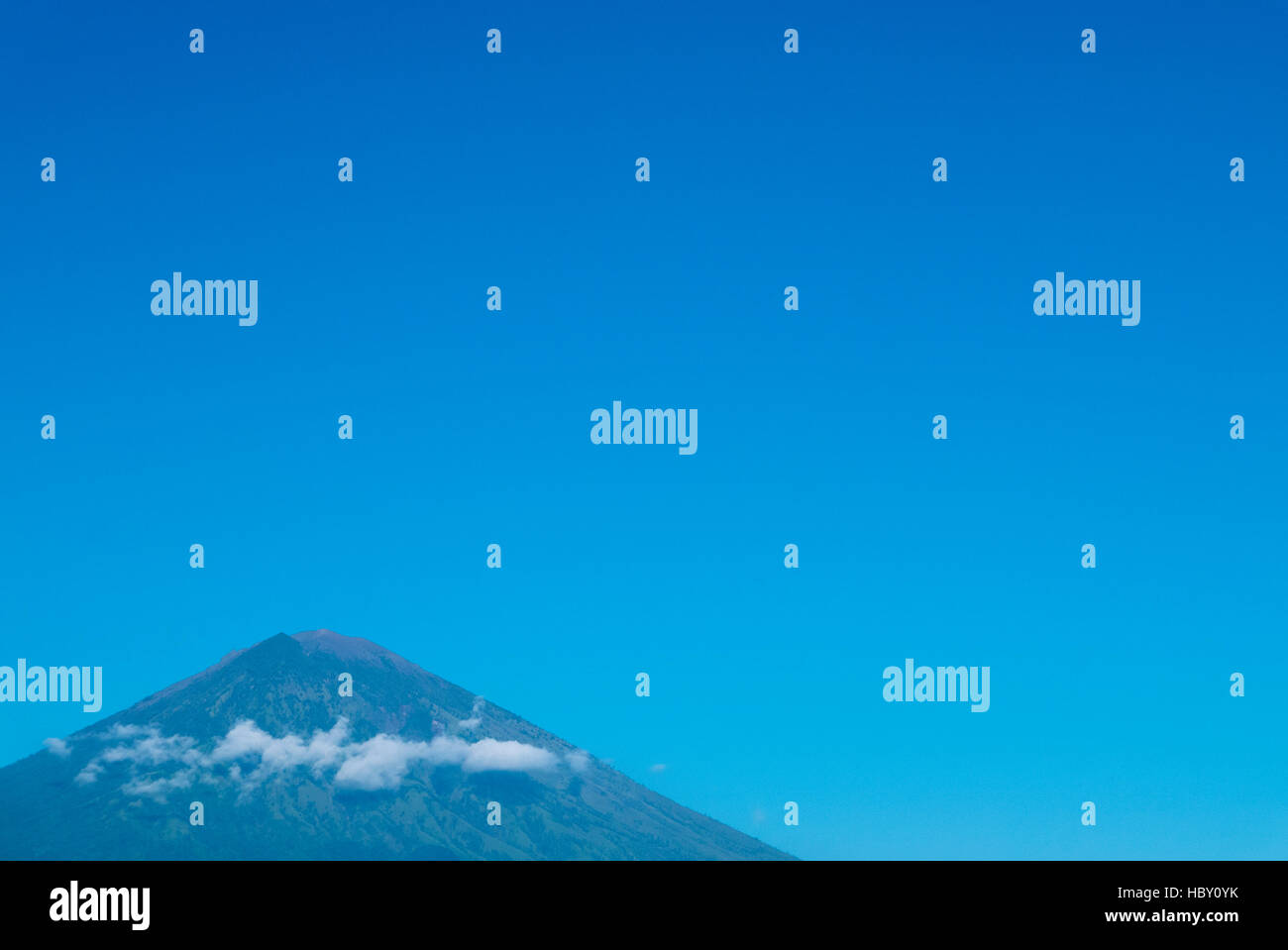 Volcano Gunung Agung with clear blue sky from Amed in Bali, Indonesia ...