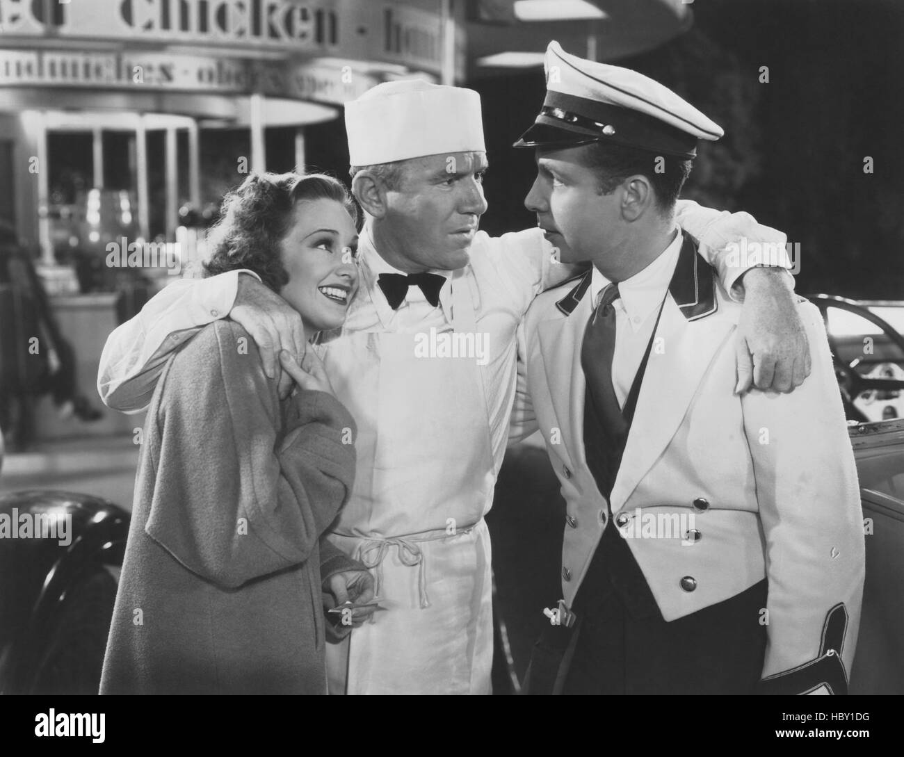 HOLLYWOOD HOTEL, from left: Rosemary Lane, Ted Healy, Dick Powell, 1937 ...