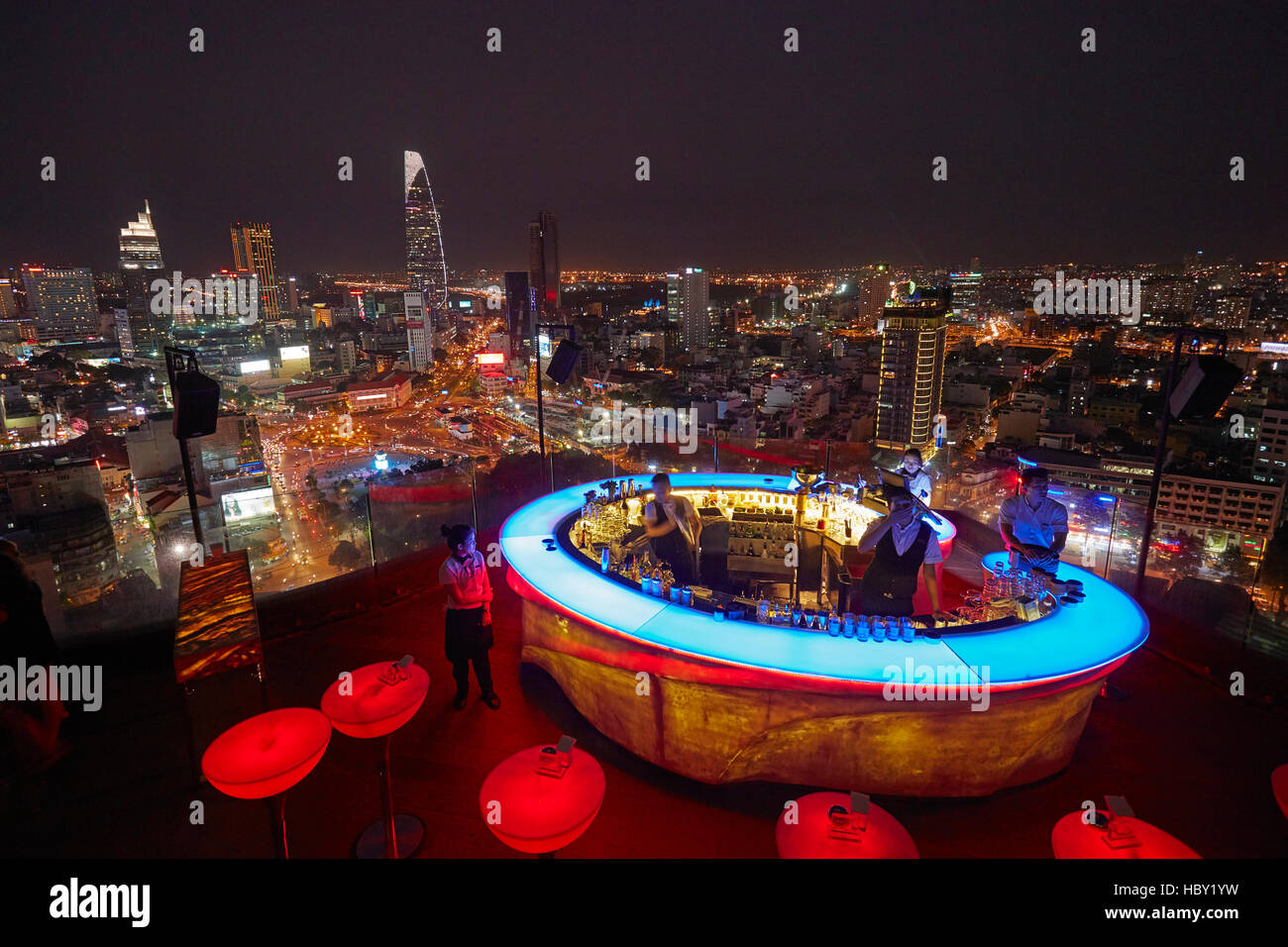 Chill Skybar at dusk, Ho Chi Minh (Saigon), Vietnam Stock Photo - Alamy