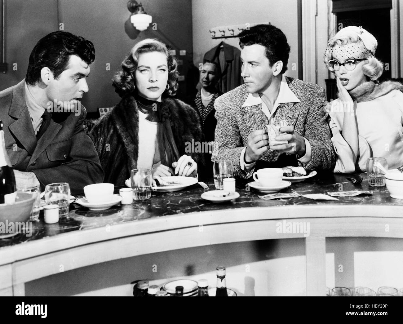 HOW TO MARRY A MILLIONAIRE, from left: Rory Calhoun, Lauren Bacall ...