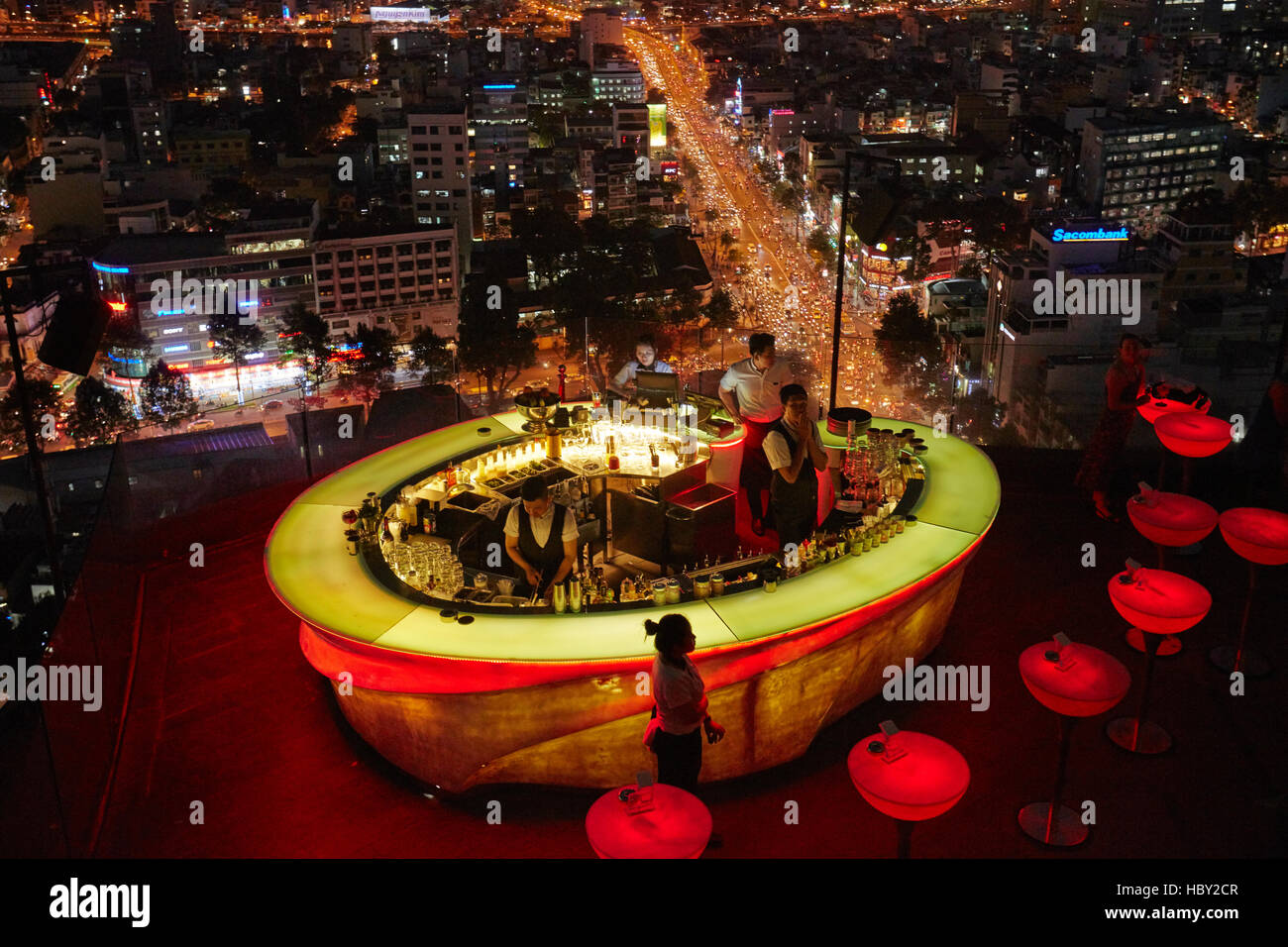Chill Skybar at dusk, Ho Chi Minh (Saigon), Vietnam Stock Photo - Alamy