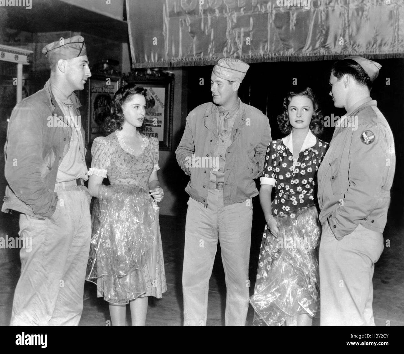 THE HUMAN COMEDY, from left: Robert Mitchum, Dorothy Morris, De DeFore ...