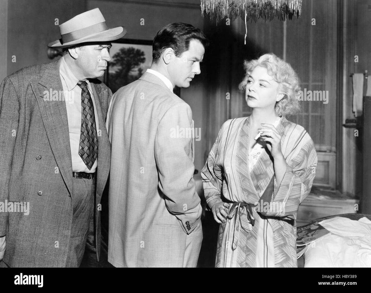 HUNT THE MAN DOWN, from left: Harry Shannon, Gig Young, Iris Adrian ...