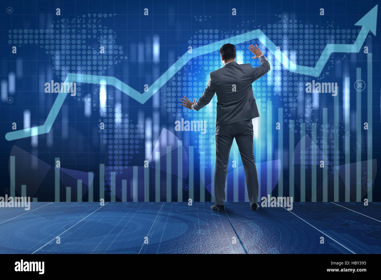 Man in stock trading business concept Stock Photo - Alamy