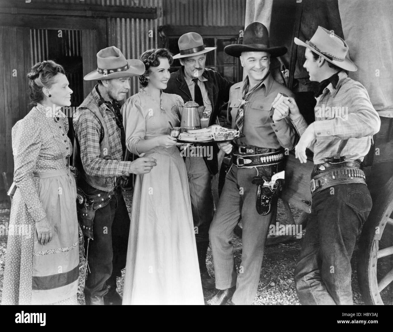 IN OLD COLORADO, from left: Sarah Padden, Andy Clyde, Margaret Hayes ...