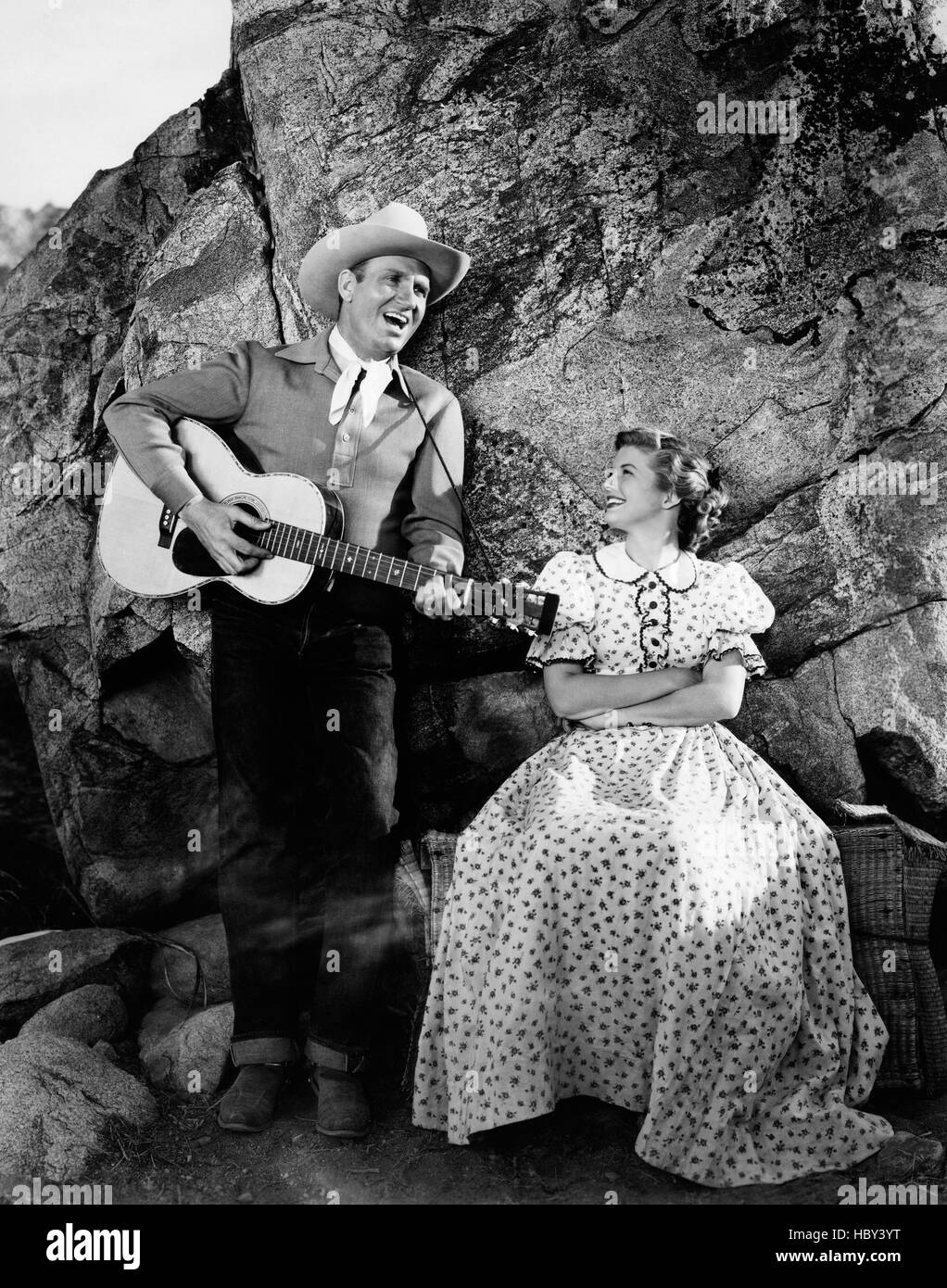 INDIAN TERRITORY, from left: Gene Autry, Gail Davis, 1950 Stock Photo ...