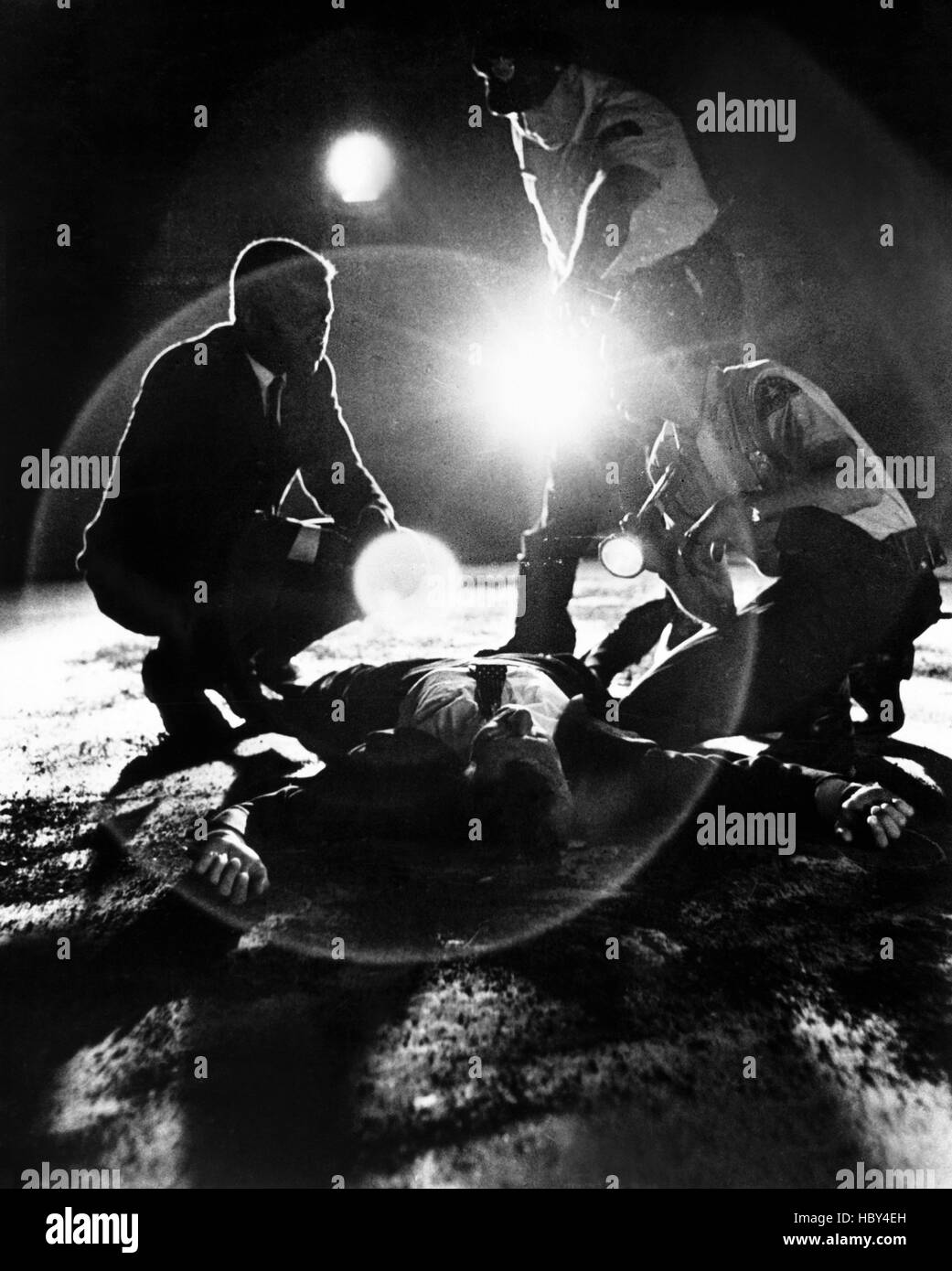 IN THE HEAT OF THE NIGHT, from left, Sidney Poitier, Anthony James, (on ...