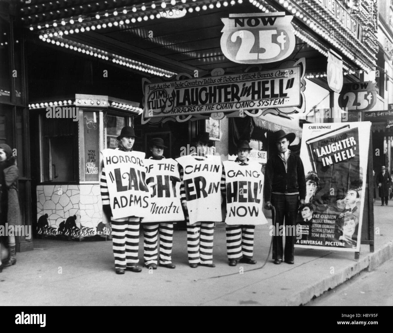 LAUGHTER IN HELL, Publicity stunt outside Adams Theater, (location ...