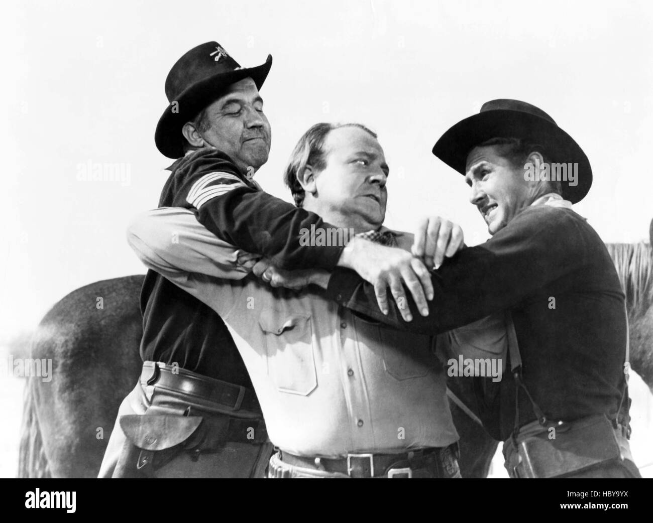 LAST OF THE COMANCHES, from left: Broderick Crawford, Hugh Sanders ...