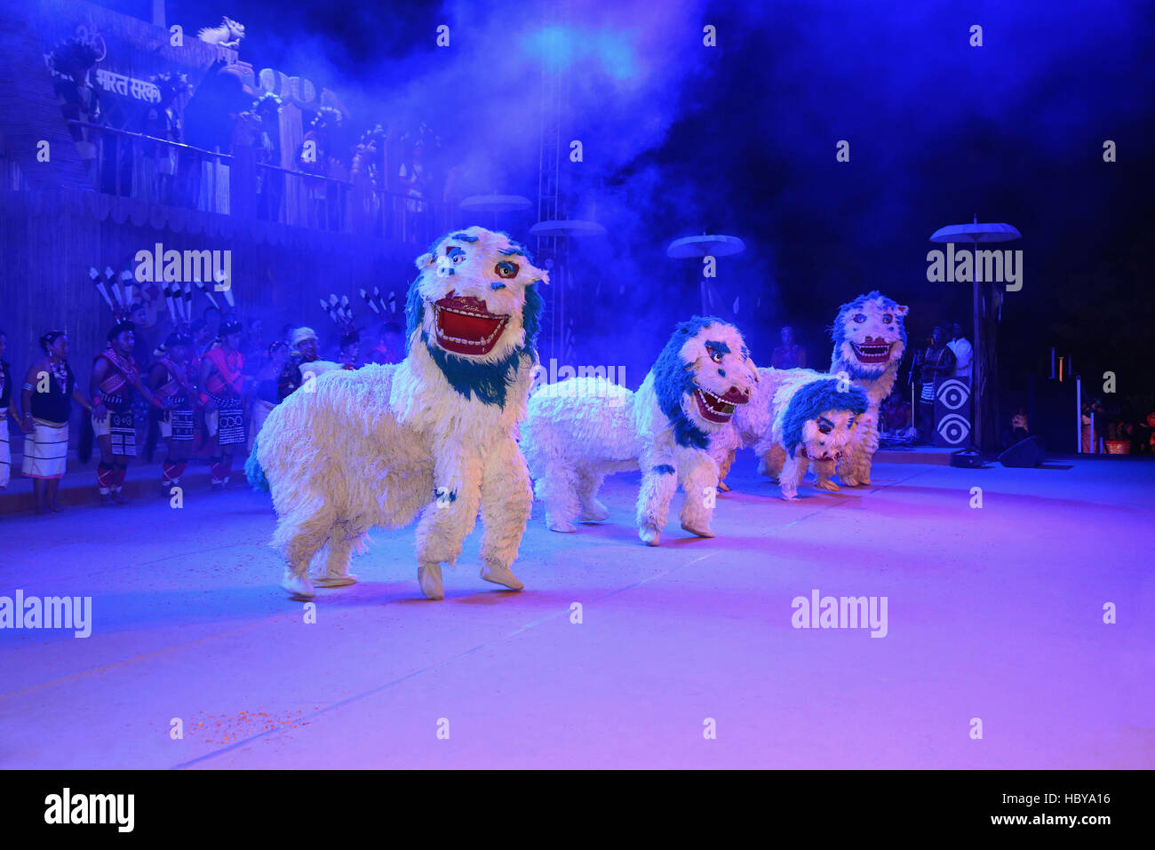 A dance performance of Singi cham dance from Sikkim, India. Ajmer ...