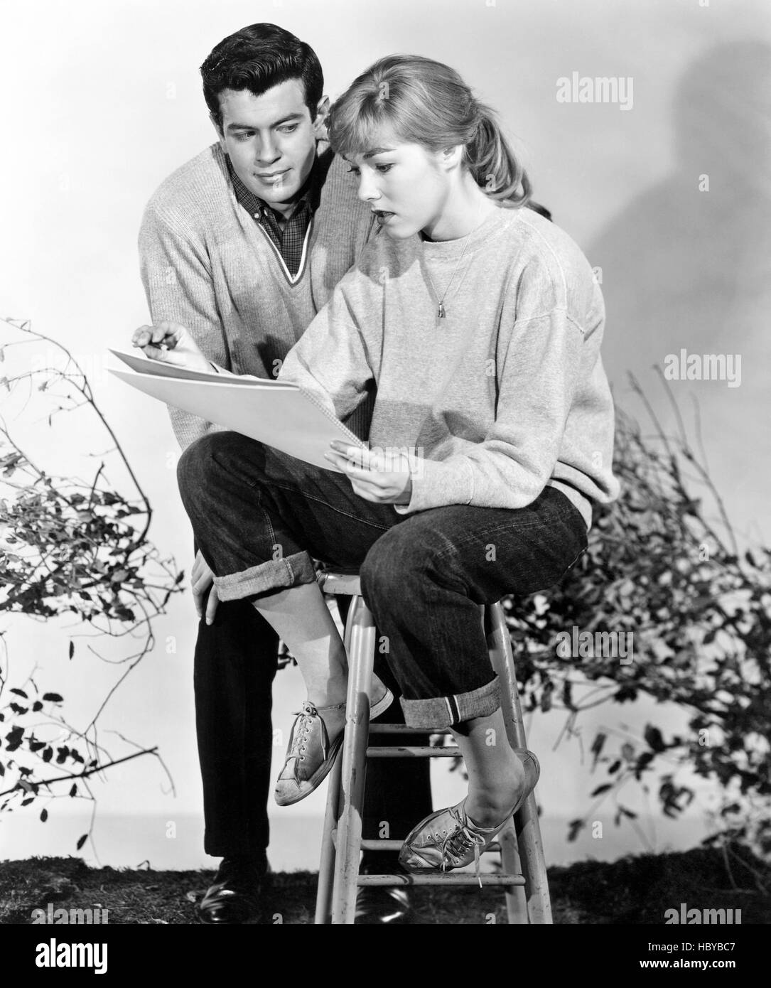 LIFE BEGINS AT 17, left: Mark Damon, 1958 Stock Photo - Alamy
