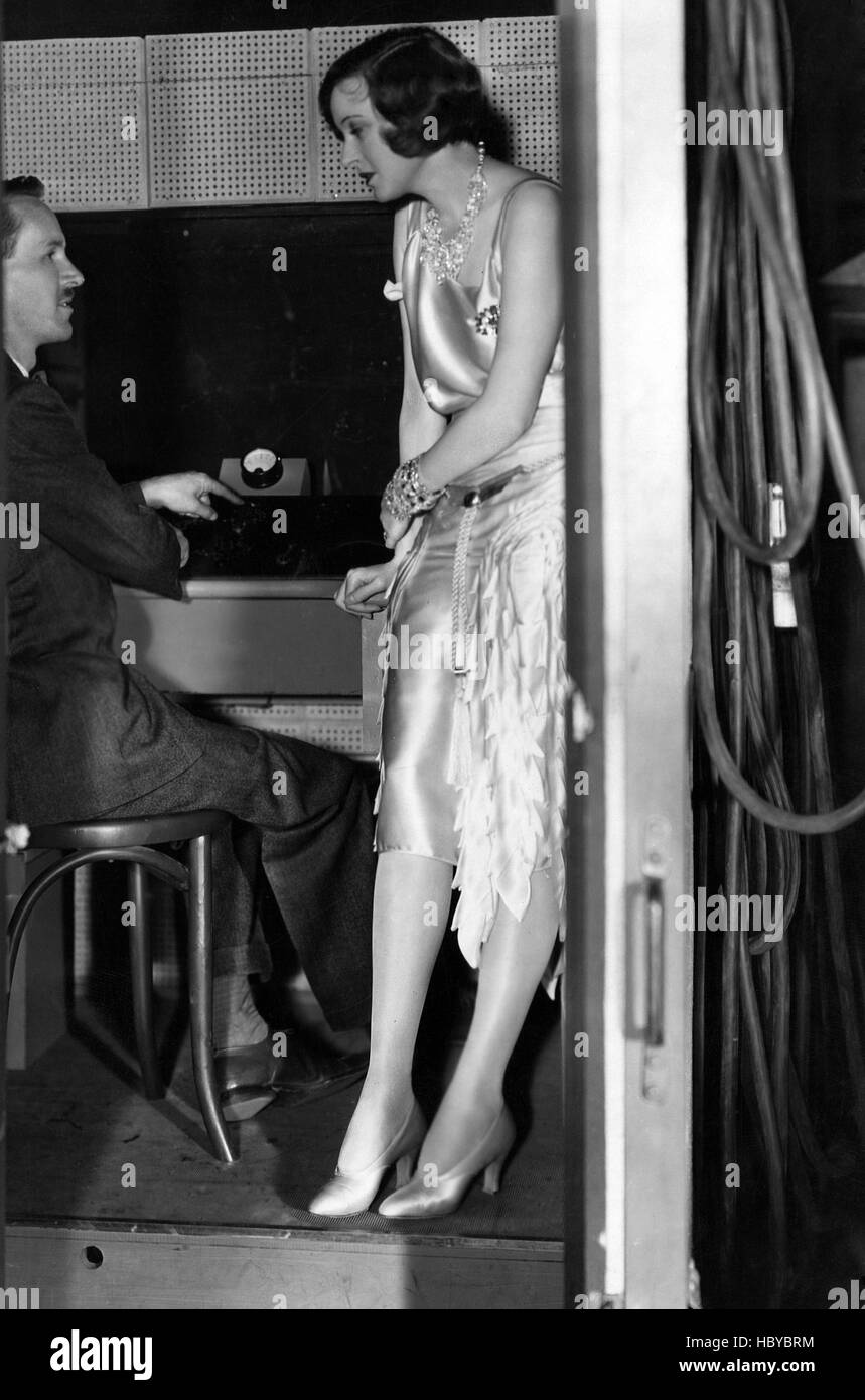 LILIES OF THE FIELD, Corinne Griffith, with sound engineer in booth ...