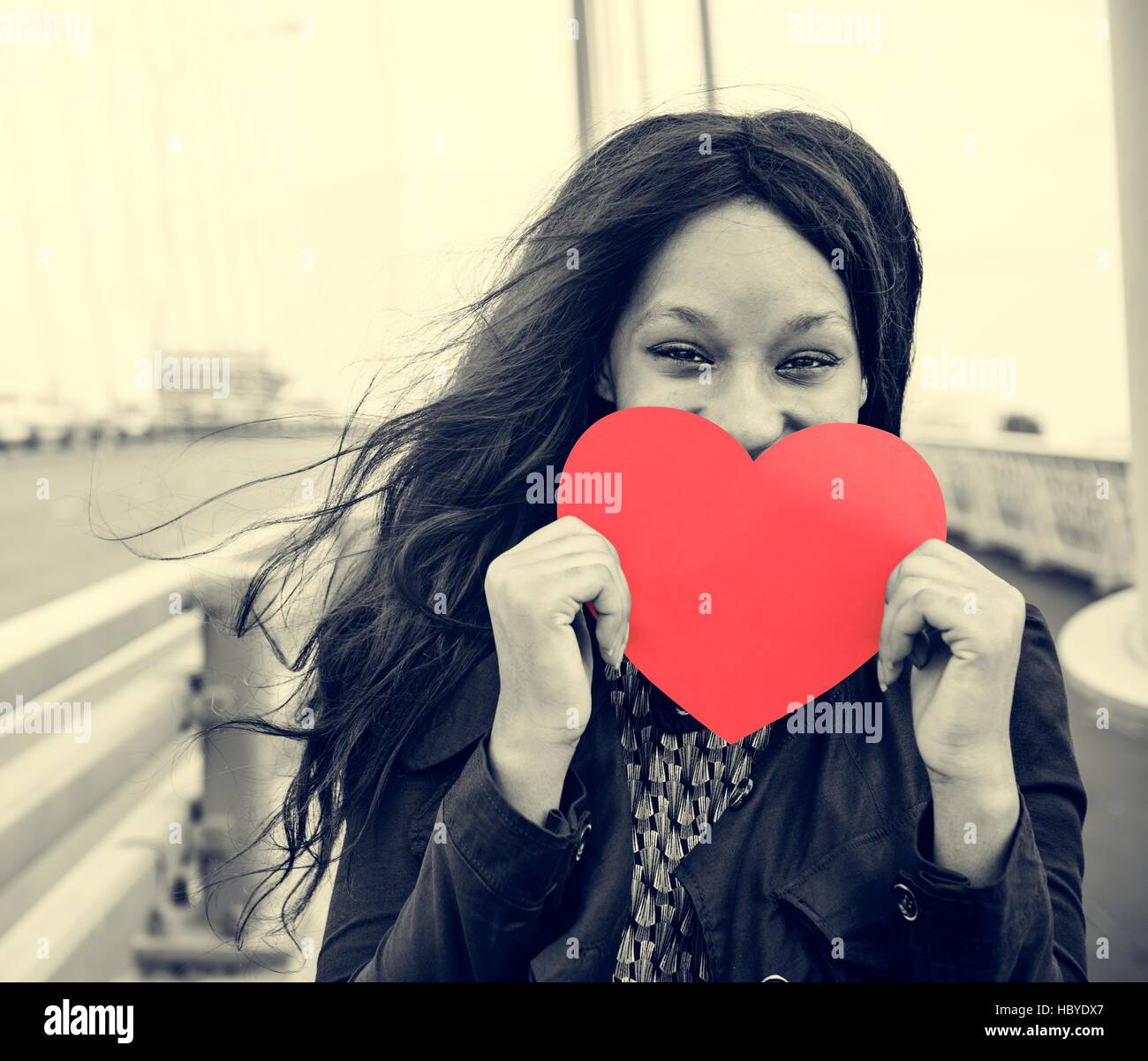 African Woman Holding Heart Shape Symbol Love Concept Stock Photo - Alamy