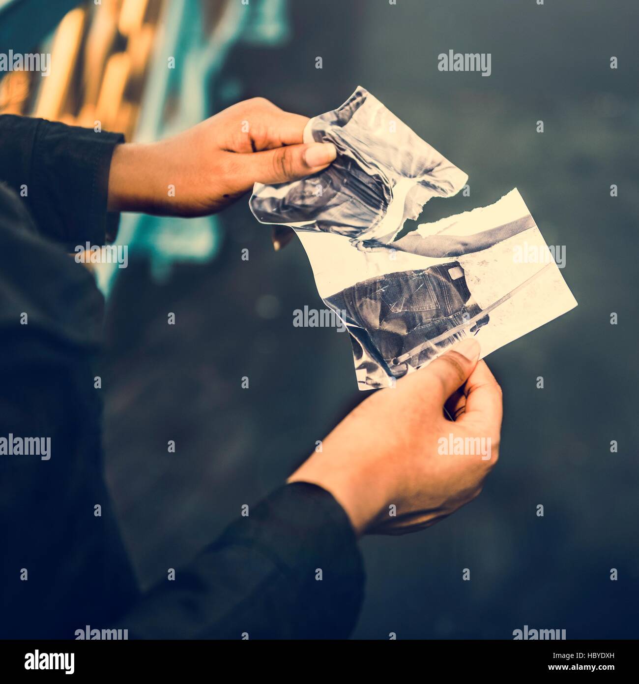 Tearing Photo Torn Apart Breakup Sadness Concept Stock Photo - Alamy