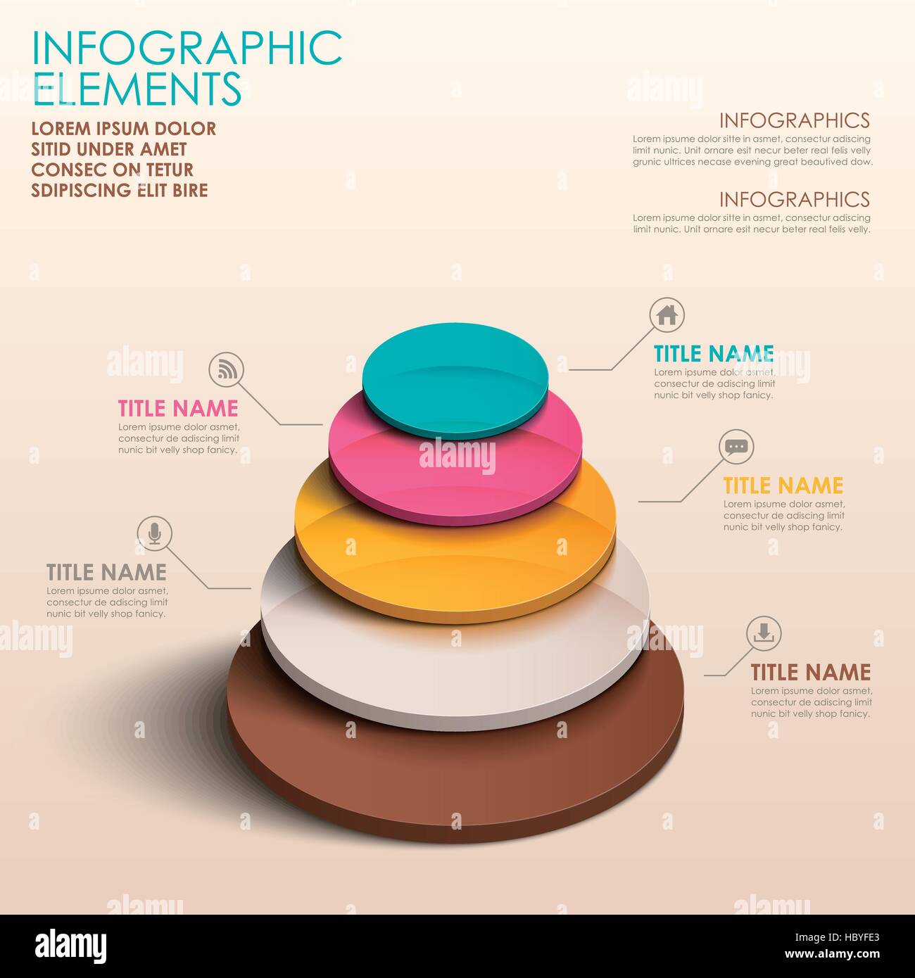 realistic vector abstract 3d color tower infographic elements Stock ...