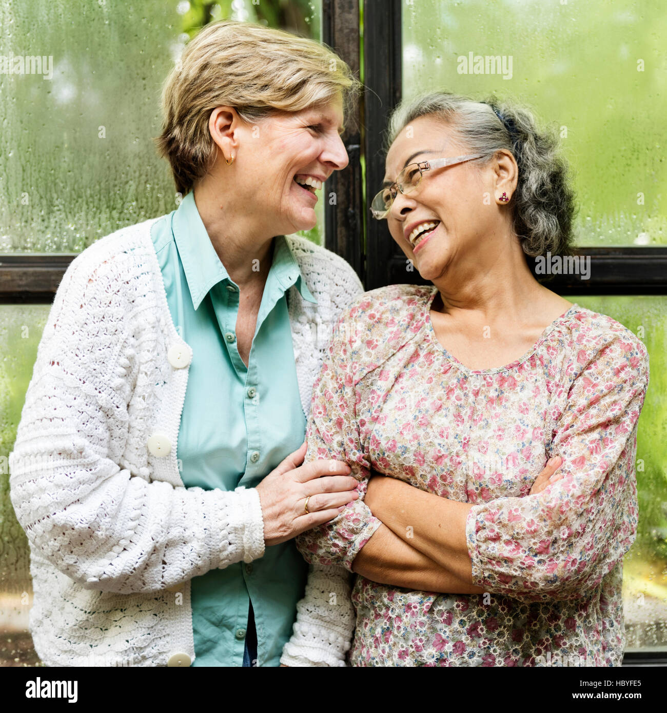 Female Bright Smiling Laughing Ladies Happiness Concept Stock Photo - Alamy