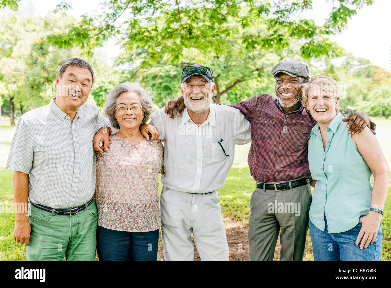 Group of Senior Retirement Friends Happiness Concept Stock Photo - Alamy