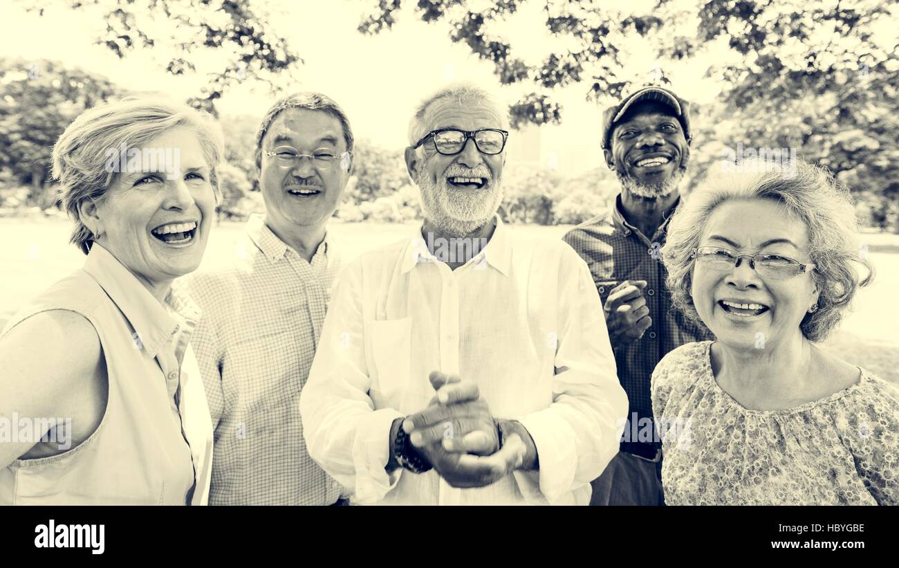 Group of Senior Retirement Friends Happiness Concept Stock Photo - Alamy