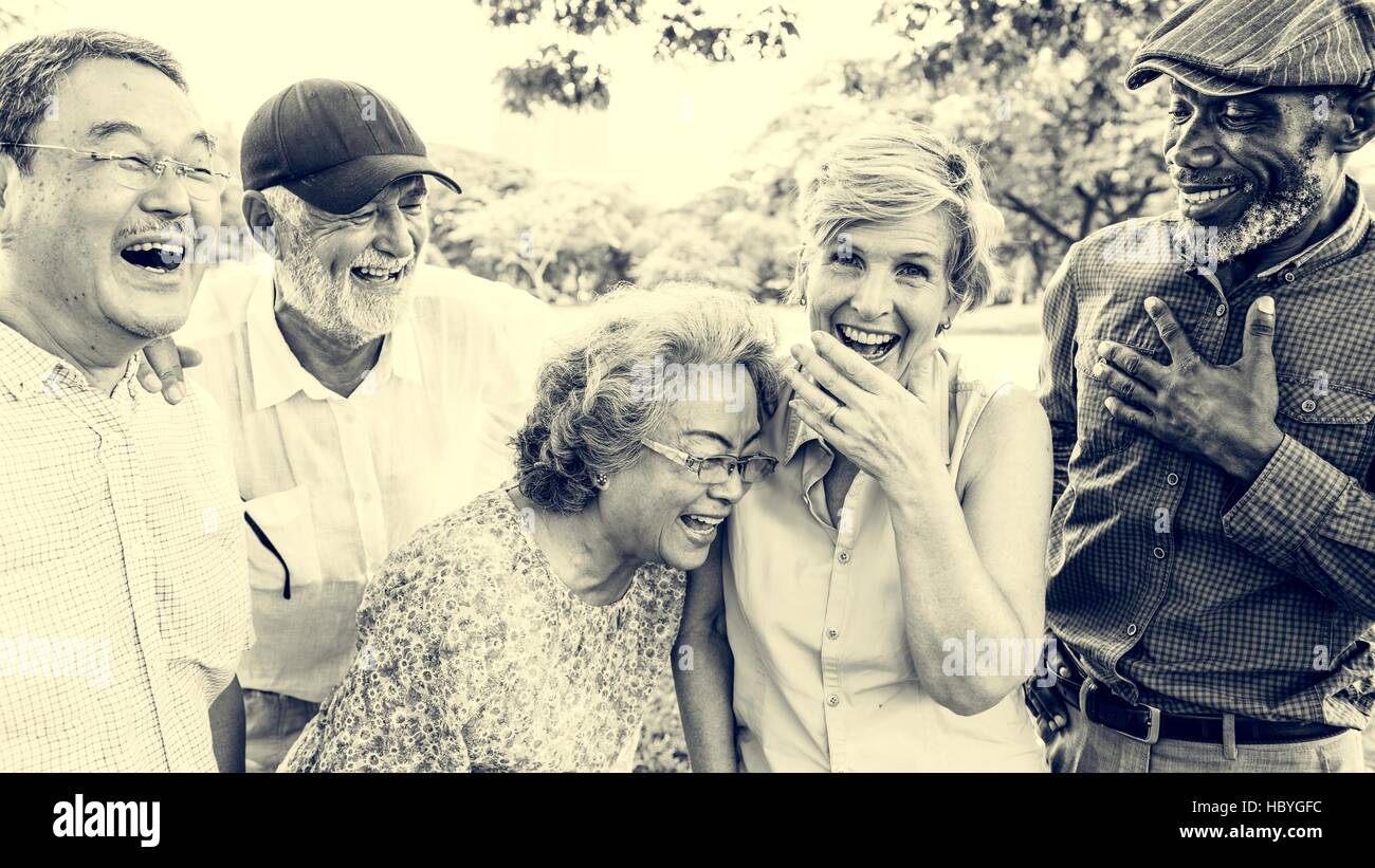 Group of Senior Retirement Friends Happiness Concept Stock Photo - Alamy