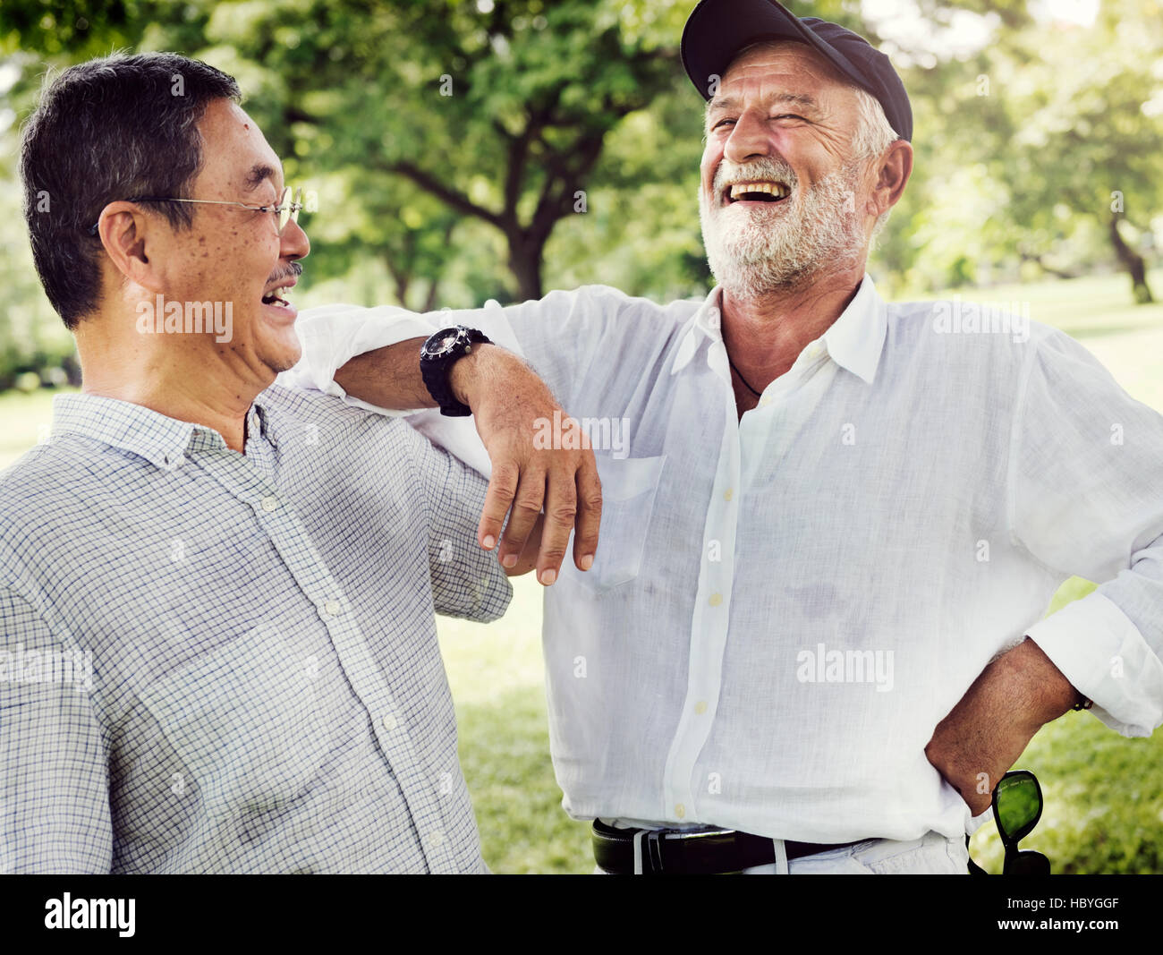 Senior Friends Retirement Talking Laughing Concept Stock Photo - Alamy
