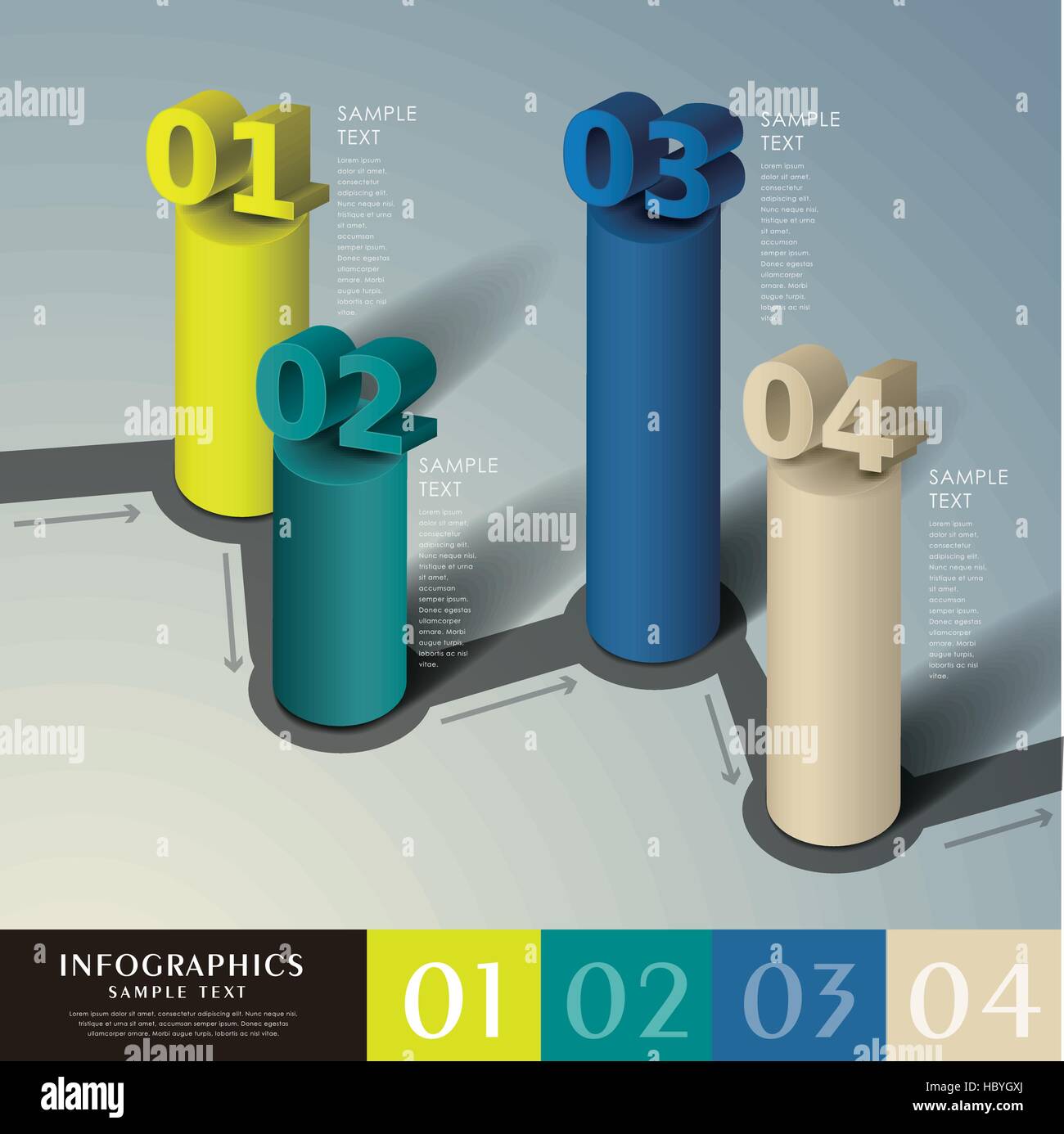 realistic vector abstract 3d cylinder infographic elements Stock Vector ...