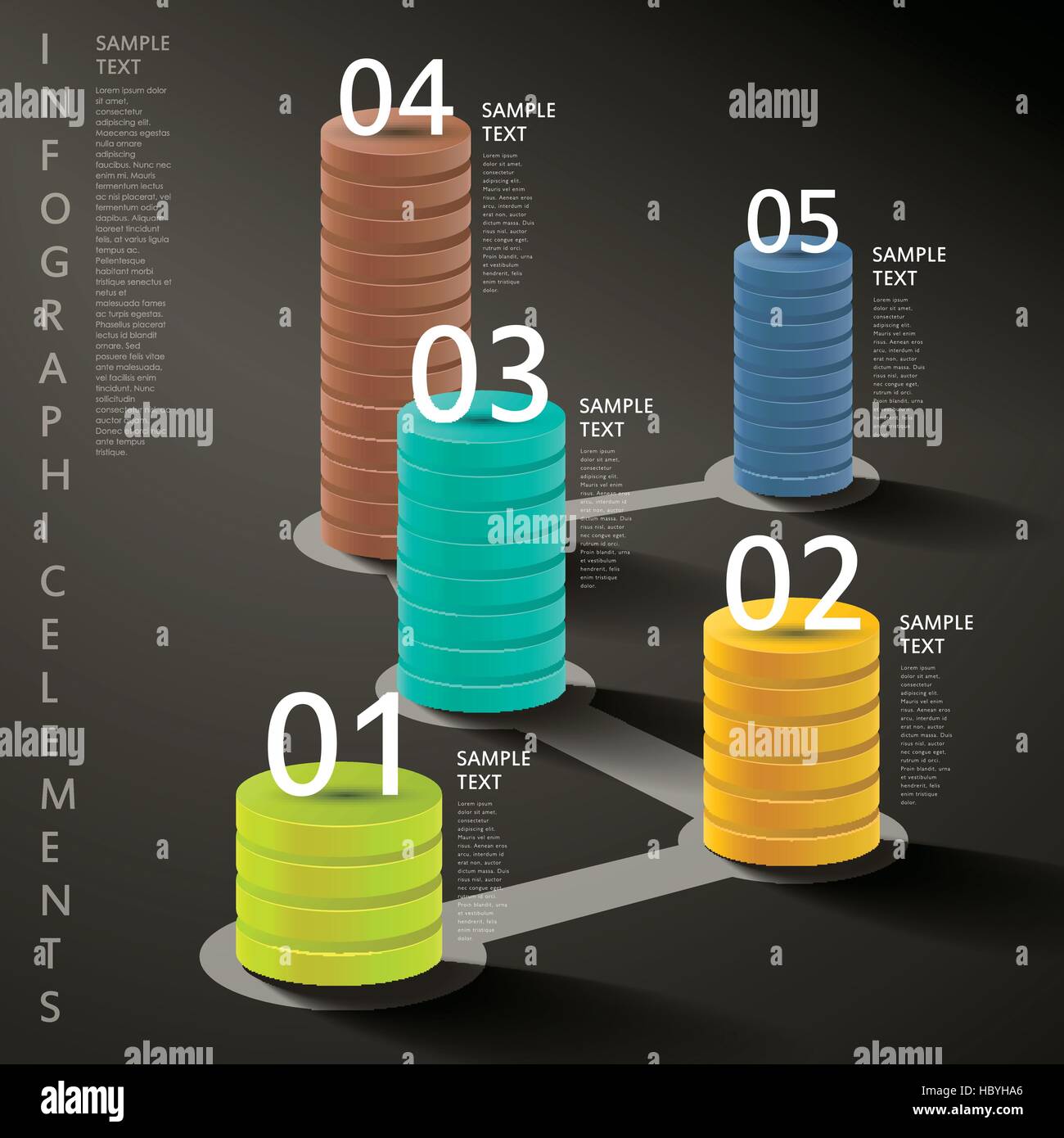 realistic vector abstract 3d tower infographic elements Stock Vector ...