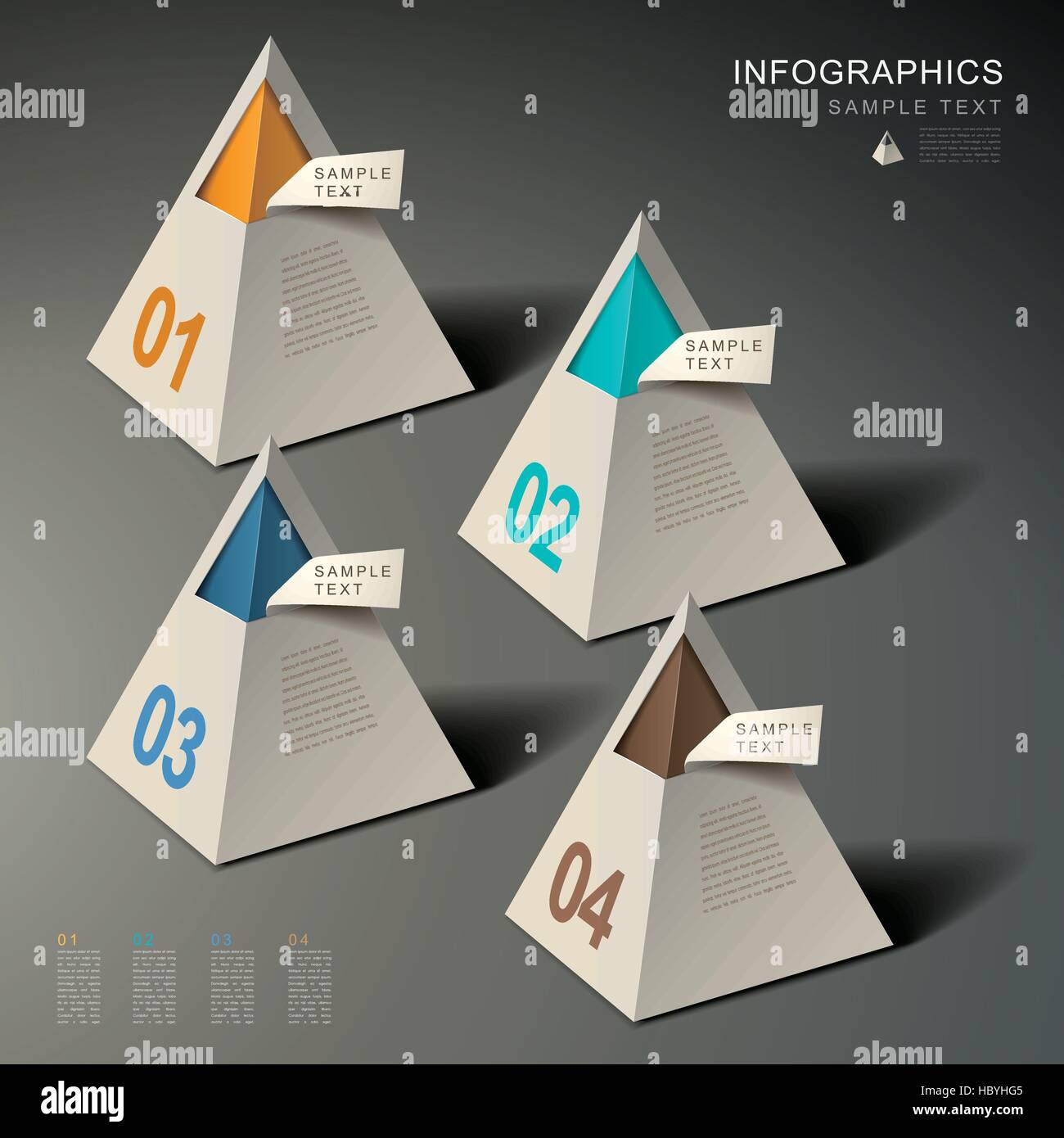 realistic vector abstract 3d pyramid infographic elements Stock Vector ...