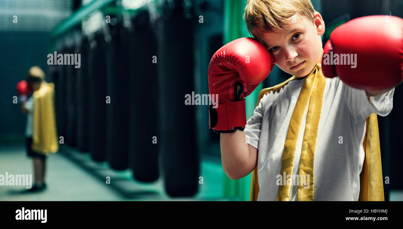 Superhero Champion Boxer Boy Strength Fighter Concept Stock Photo - Alamy